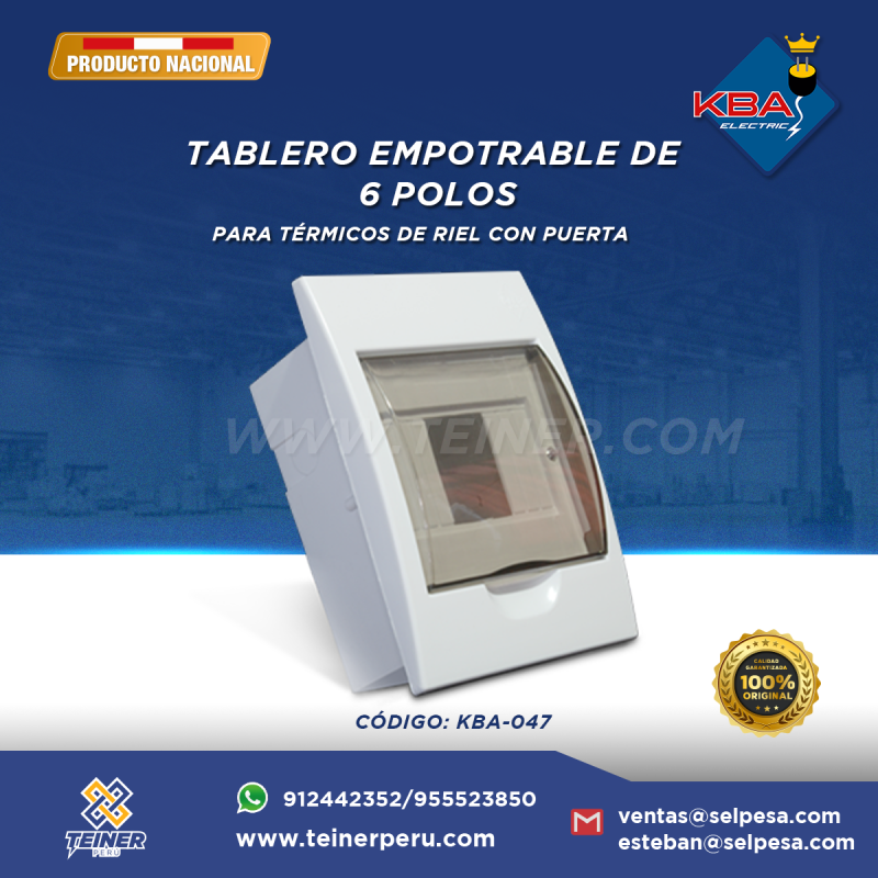 KBA - TABLERO EMPOTRBALE DE 6 POLOS PARA TÉRMICOS RIEL DIN CON PUERTA ...