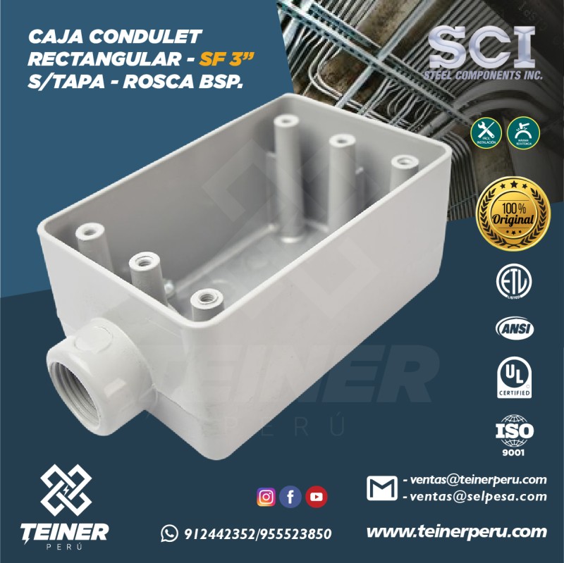 SCI - CAJA CONDULET RECTANGULAR SF S/TAPA ROSCA BSP 3´´ - TEINER